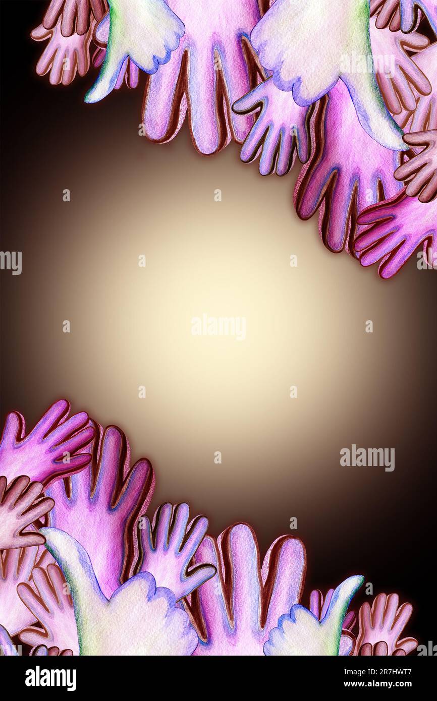 Many hands abstract background with free space for your text. A symbol ...