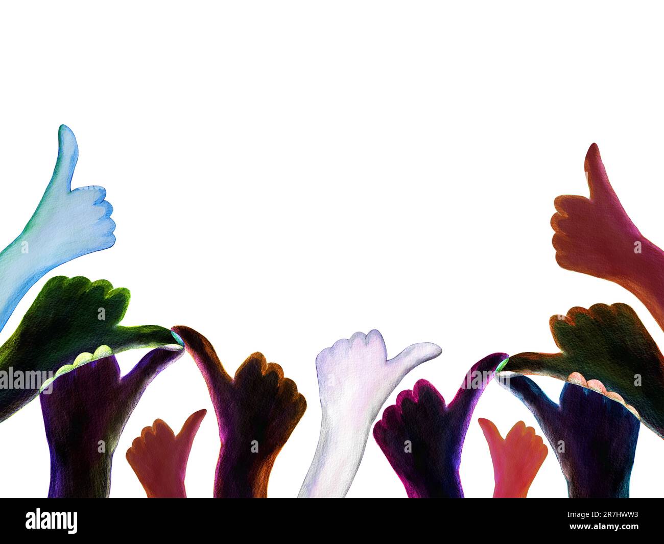 Many hands isolated.Abstract background of human hands. Human ...