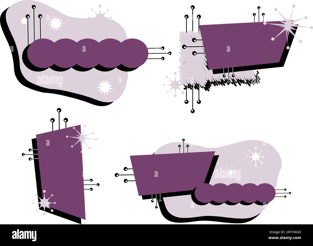 Collection of cute retro frames stars and abstract background Stock ...