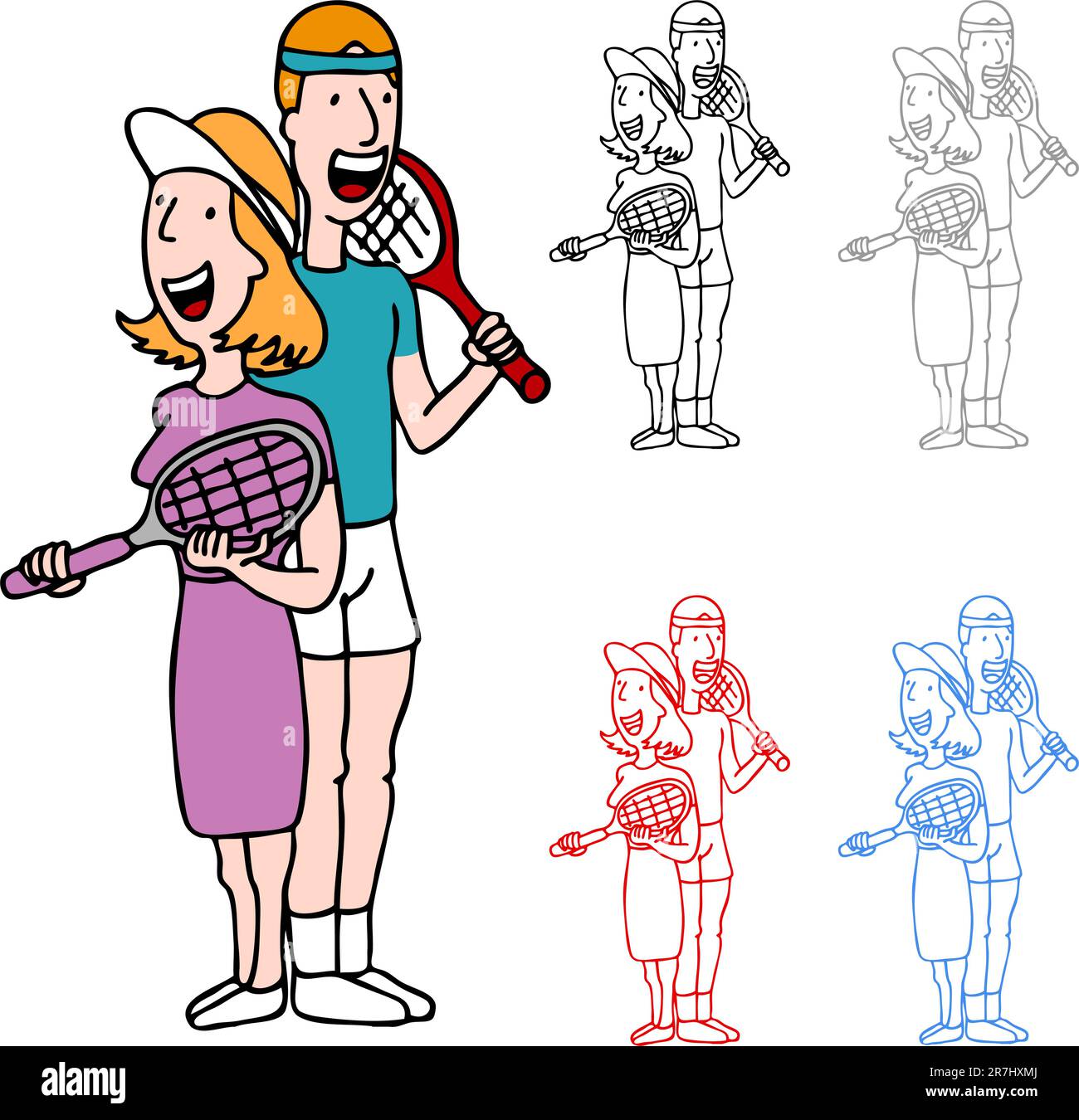 Women with tennis rackets Stock Vector Images - Alamy