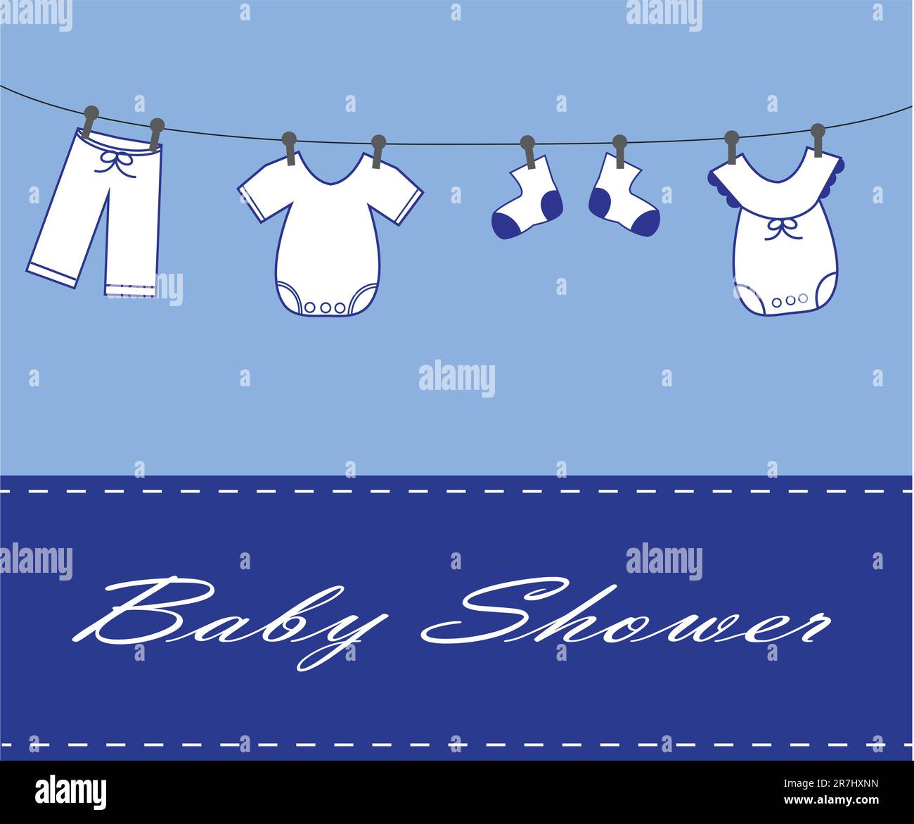 Cute blue baby boy shower invitation Stock Vector Image & Art - Alamy