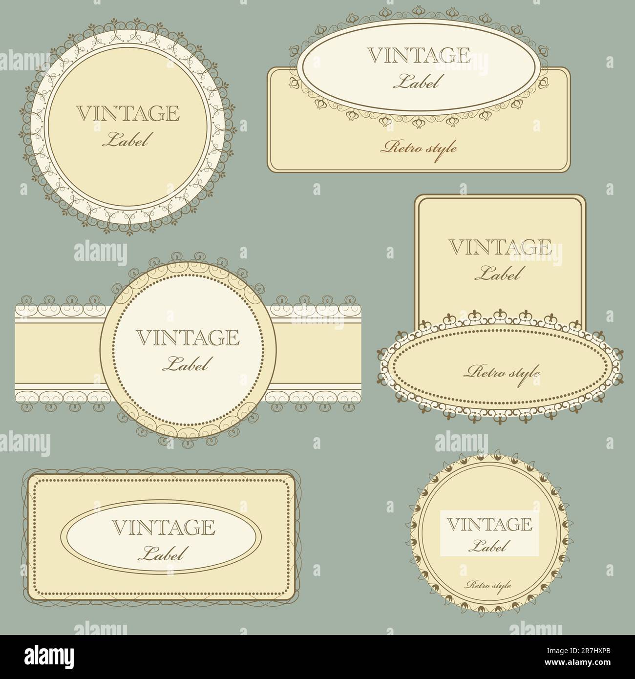 Vector set of vintage framed ornate labels Stock Vector Image & Art - Alamy