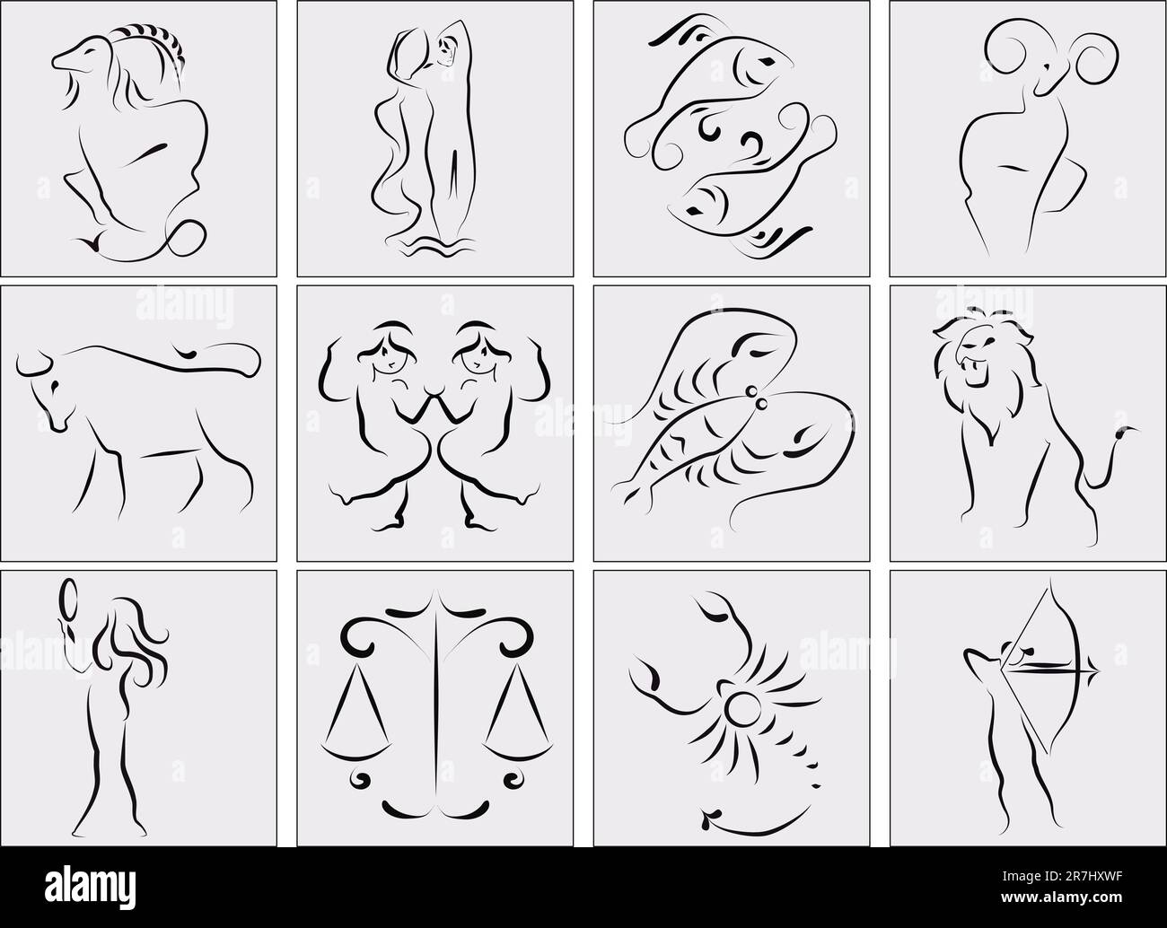 Vector drawn zodiac signs collection Stock Vector Image & Art - Alamy
