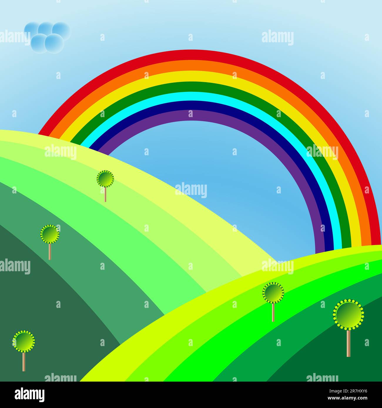Rainbow with trees Stock Vector Images - Alamy
