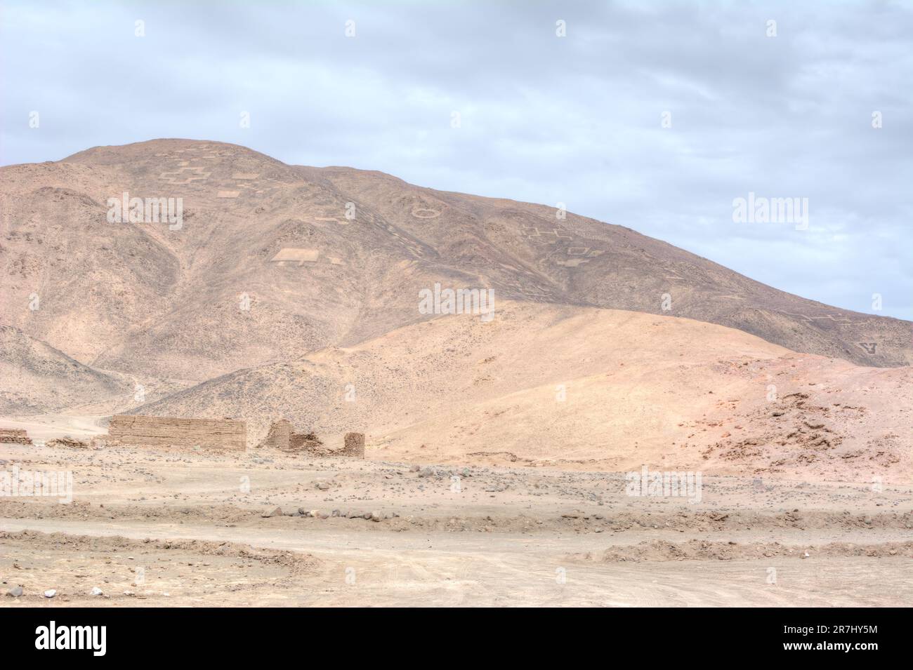 Hills with numerous ancient petroglyphs of the ancient Tiwanaku ...