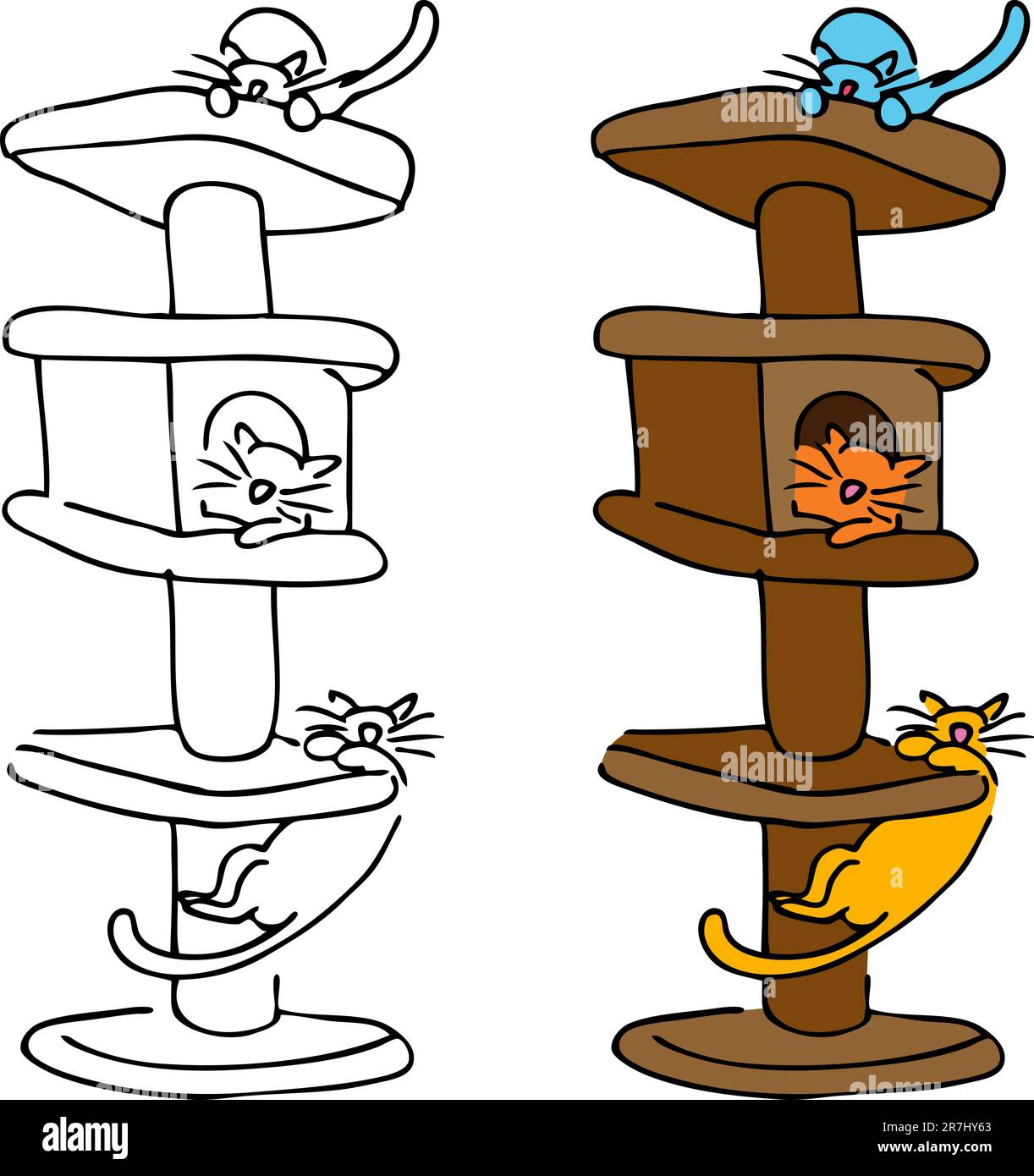 Cats scratching post Stock Vector Images - Alamy