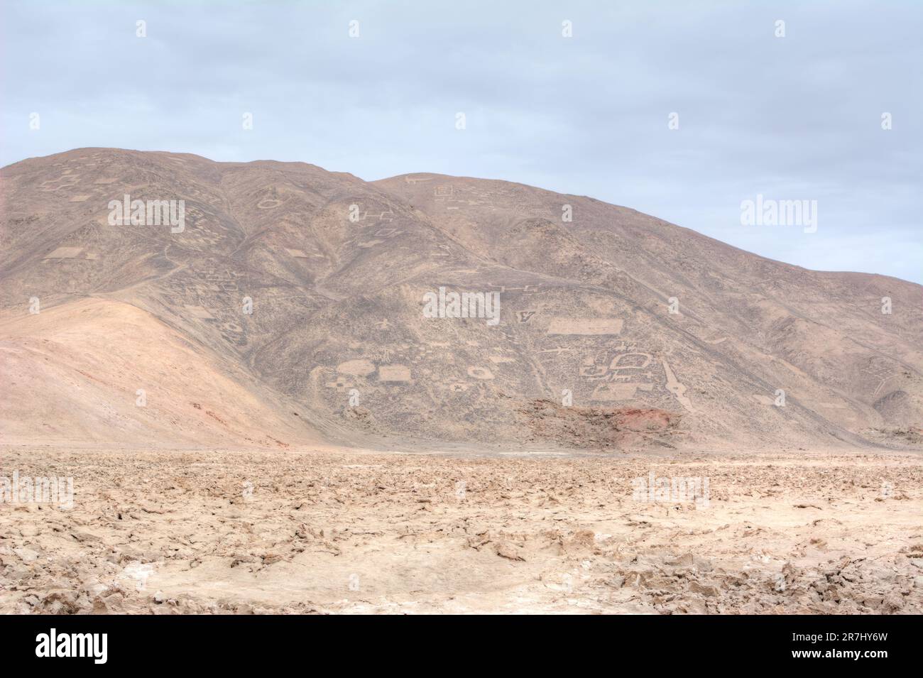 Hills with numerous ancient petroglyphs of the ancient Tiwanaku ...