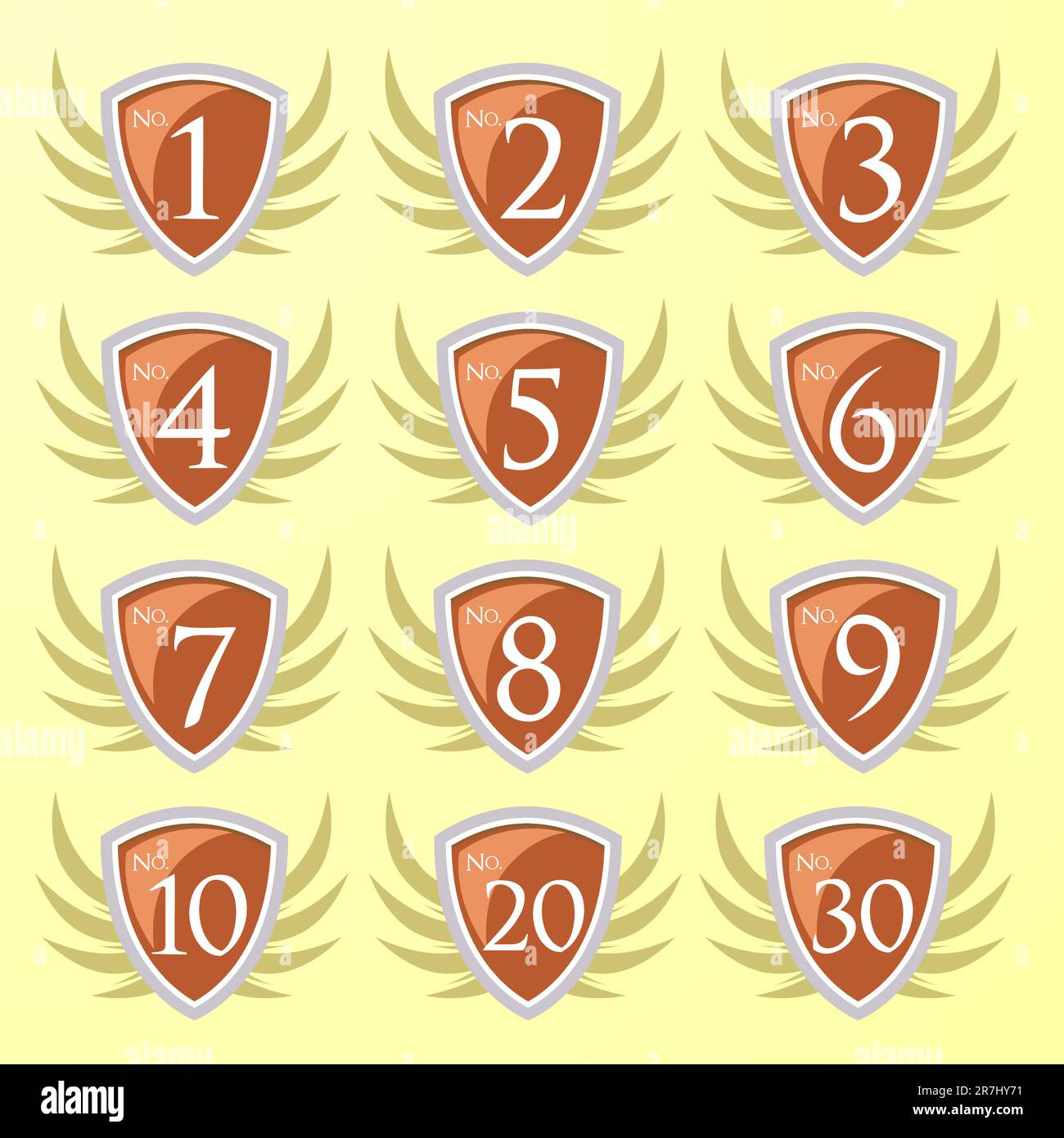 vector set of anniversary shield symbols with numbers Stock Vector ...