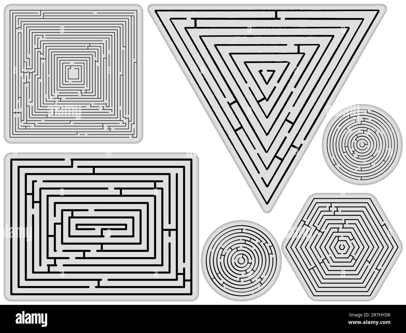 mazes collection against white background, abstract vector art illustration Stock Vector Image ...
