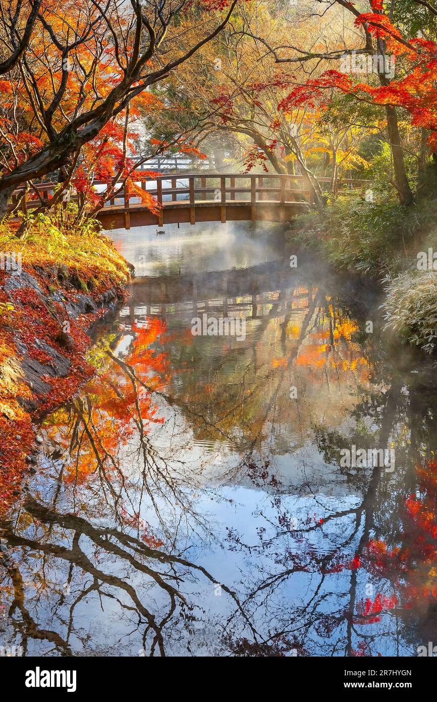 Autumn Scenery in a Park in the Famous Yufuin Resort Town Stock Photo ...