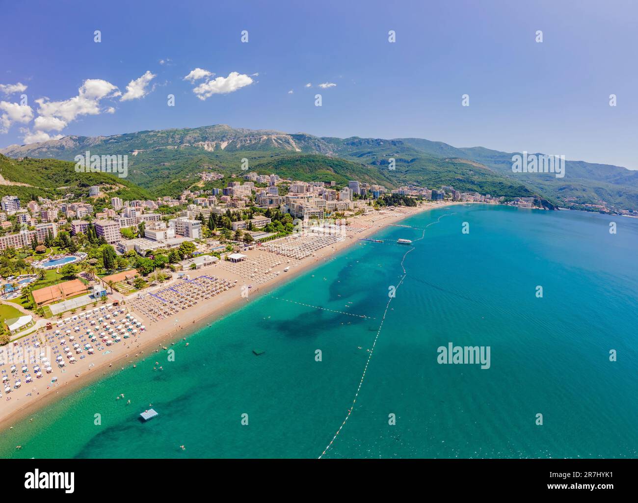 Aerial view of the beaches of the Adriatic coast in Montenegro Stock ...