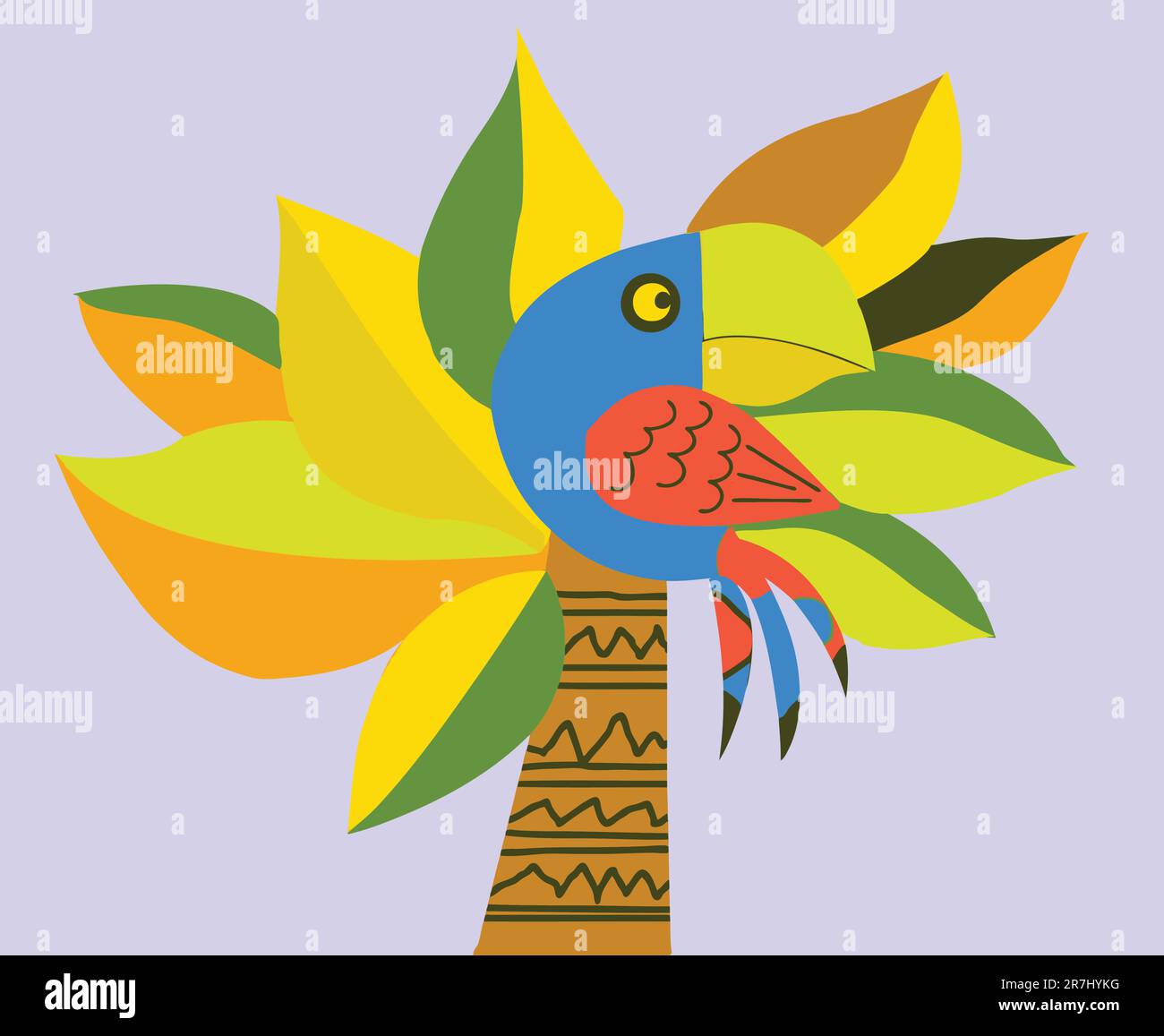 vector drawing of the parrot on palm Stock Vector Image & Art - Alamy