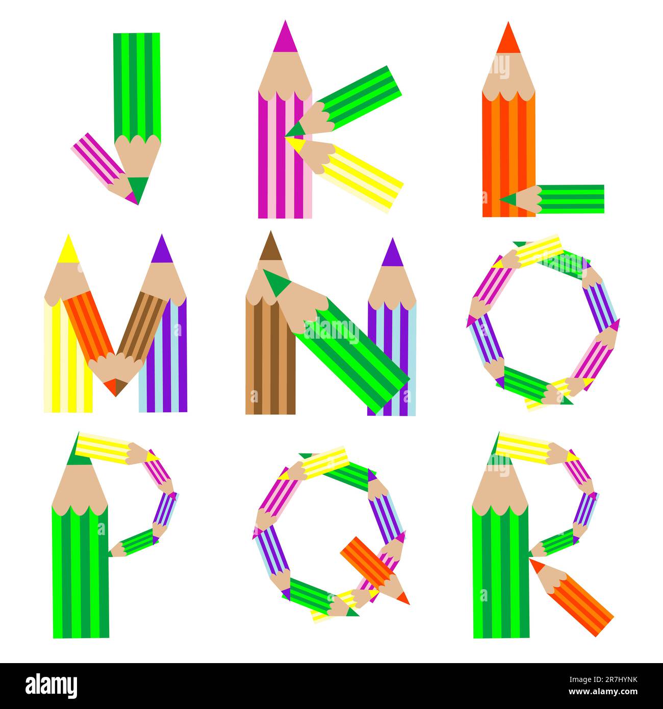 pencils alphabet, vector art illustration; more alphabet letters in my ...