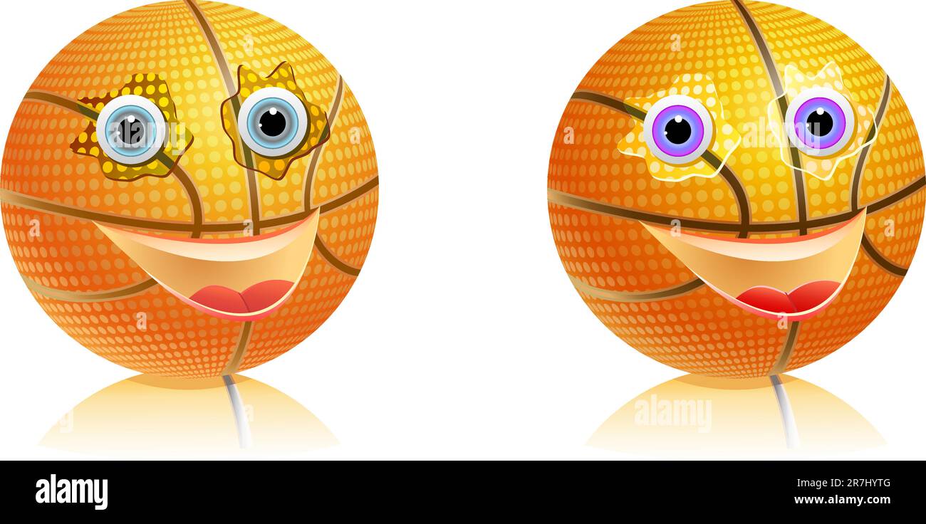 sport basketball ball with face. Vector illustration isolated on white ...