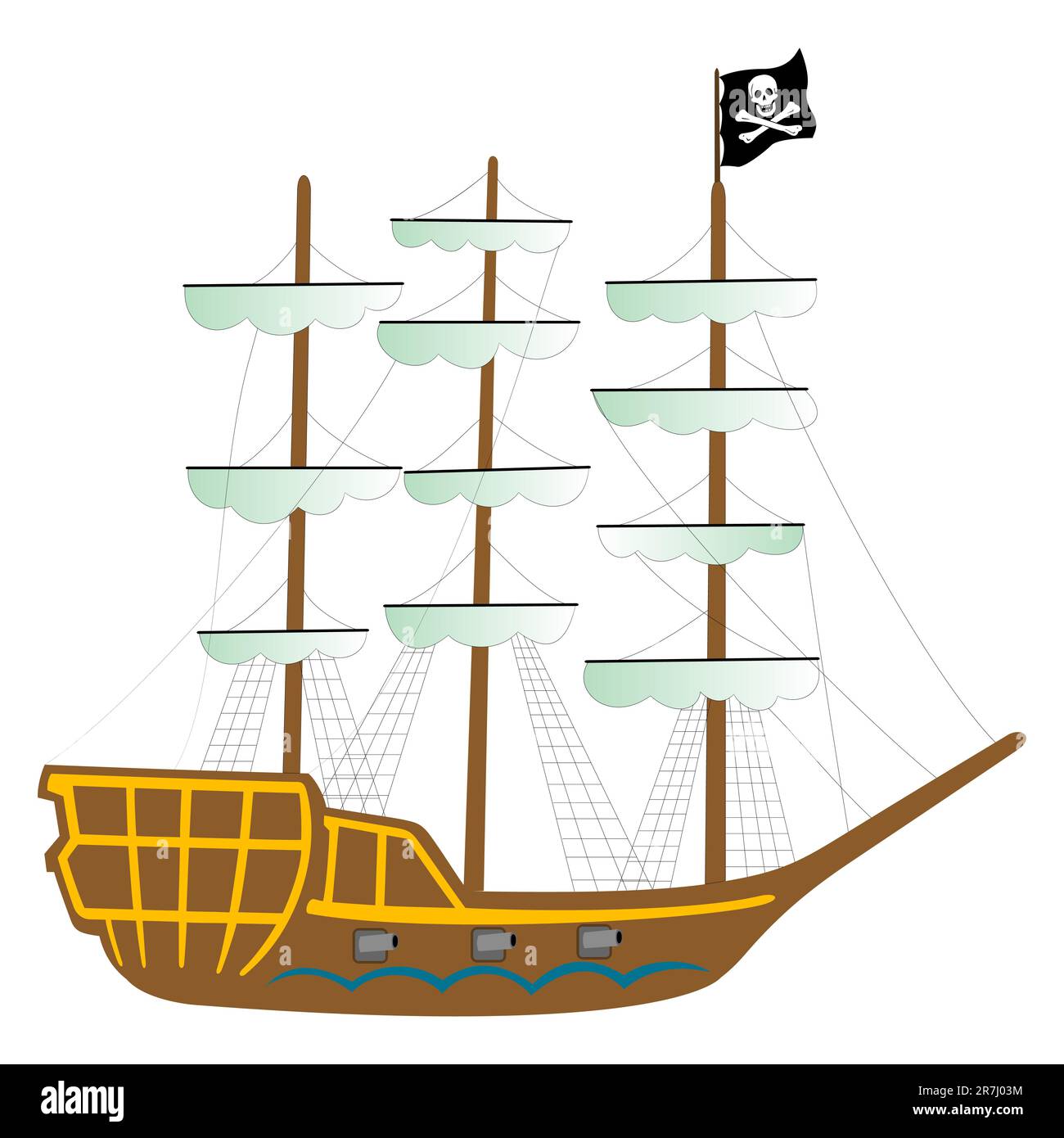 pirate ship isolated on white background, abstract vector art ...