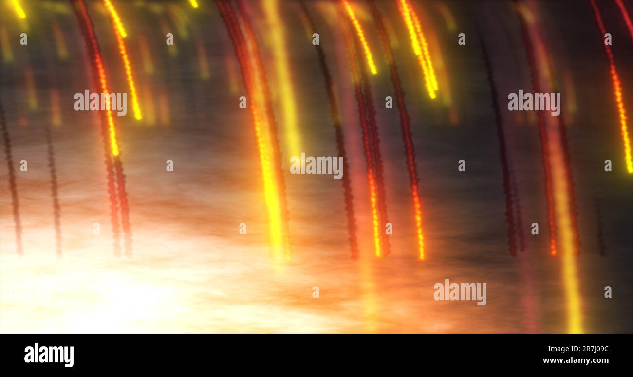 Abstract bright meteors burning falling from the sky, meteorites ...