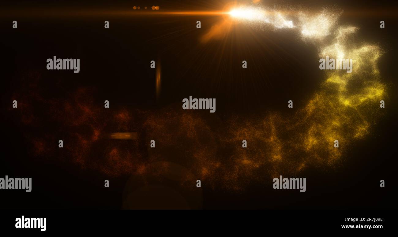 Abstract yellow glowing energy magic particle comet flying along path ...