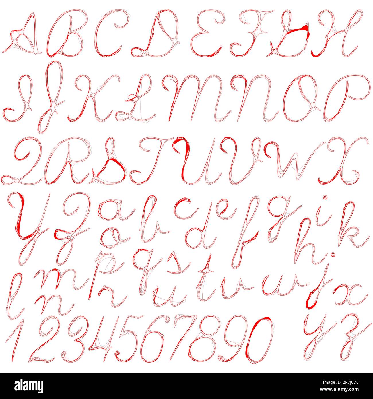 red abstract alphabet isolated on white background, vector art ...