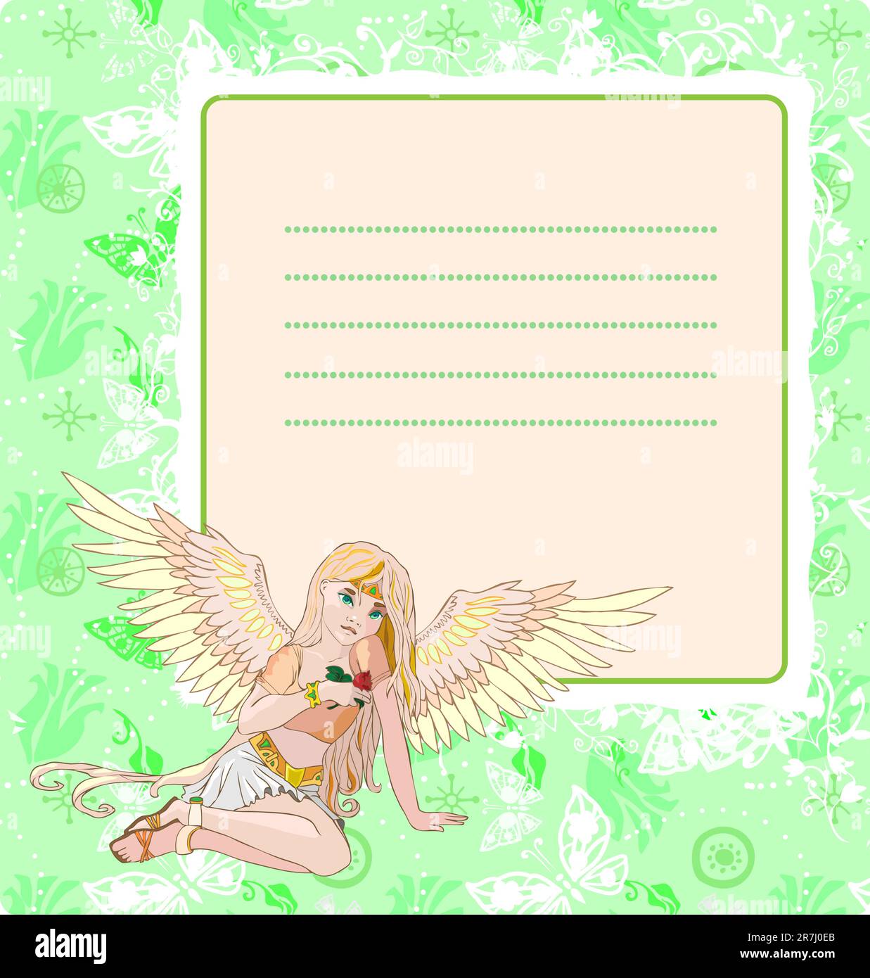 Light Angel invitation card with floral background Stock Vector Image ...