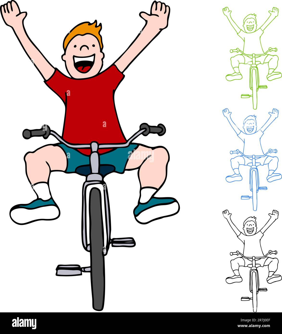 Cartoon image kid riding bicycle hi-res stock photography and images ...