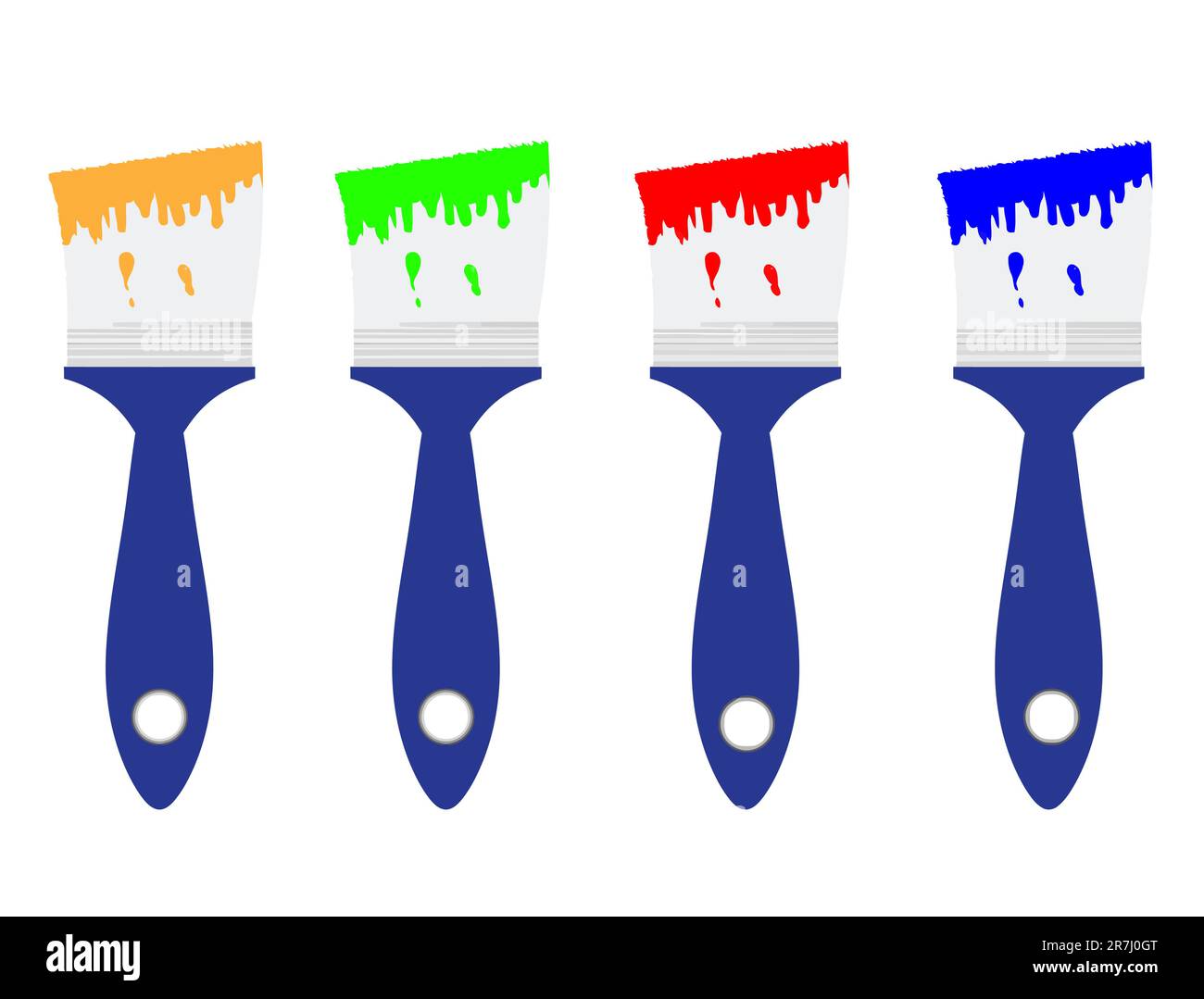 Colored paint brushes set, isolated on white, vector illustration Stock ...