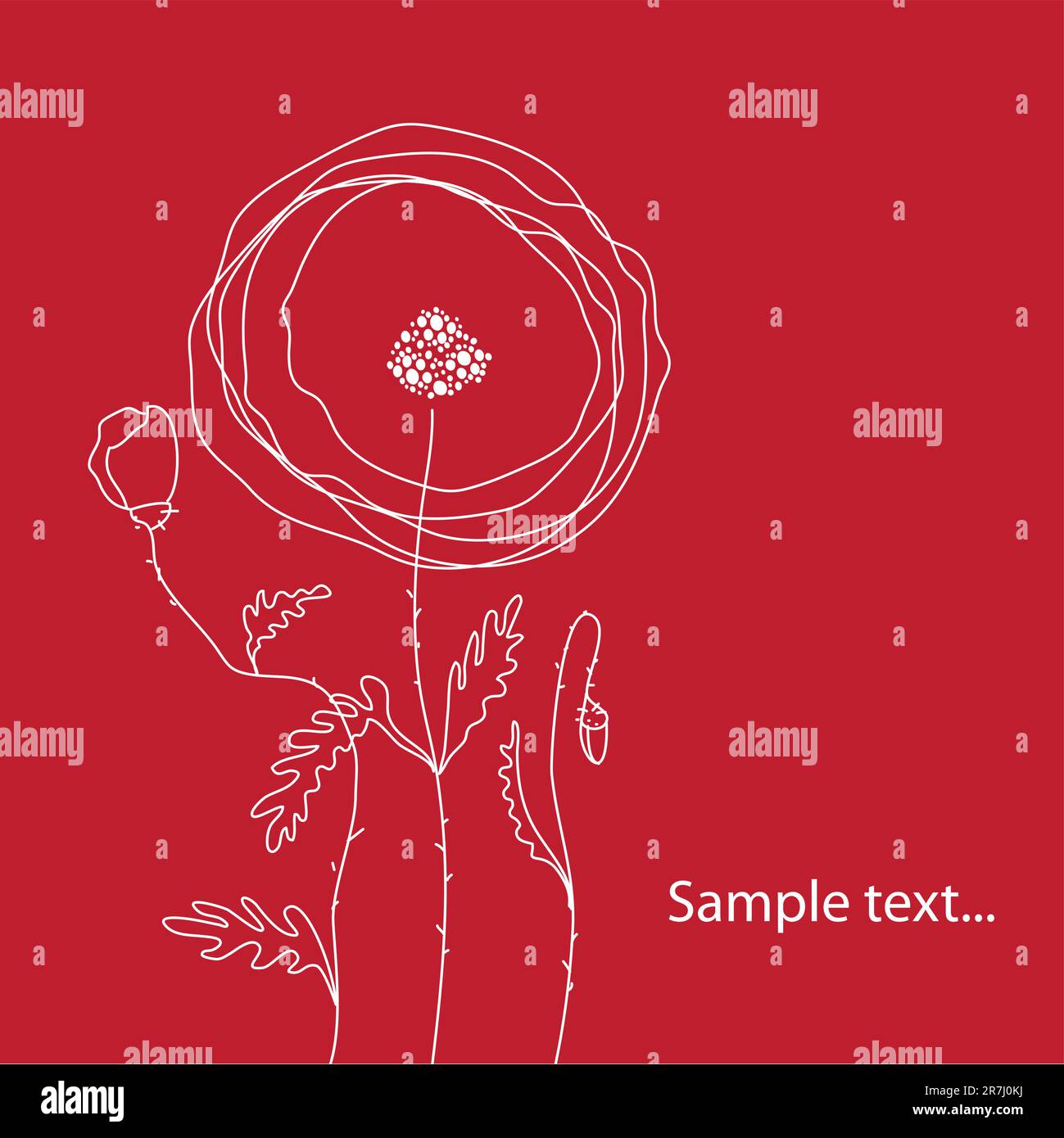 template congratulations - Poppies on red background Stock Vector Image ...