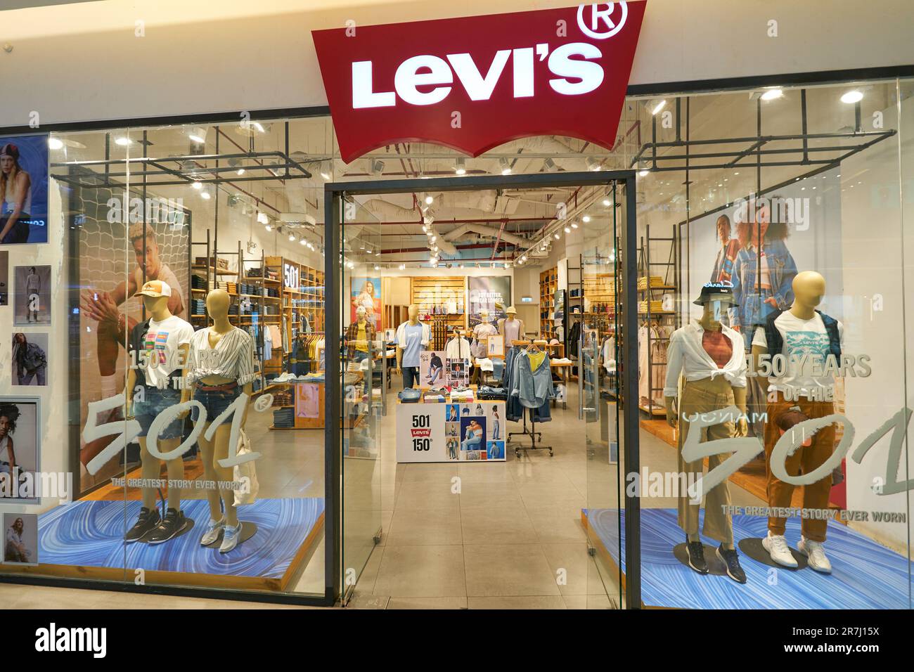 HO CHI MINH CITY, VIETNAM - CIRCA MARCH, 2023: Levi's sign over the ...