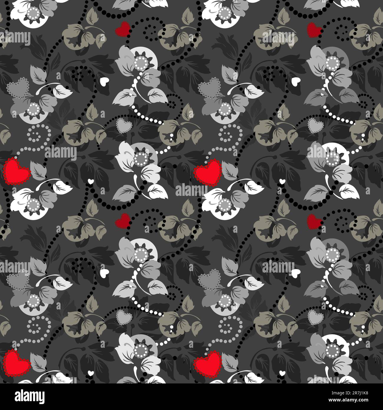 Seamless pattern for background with hearts and flowers Stock Vector ...