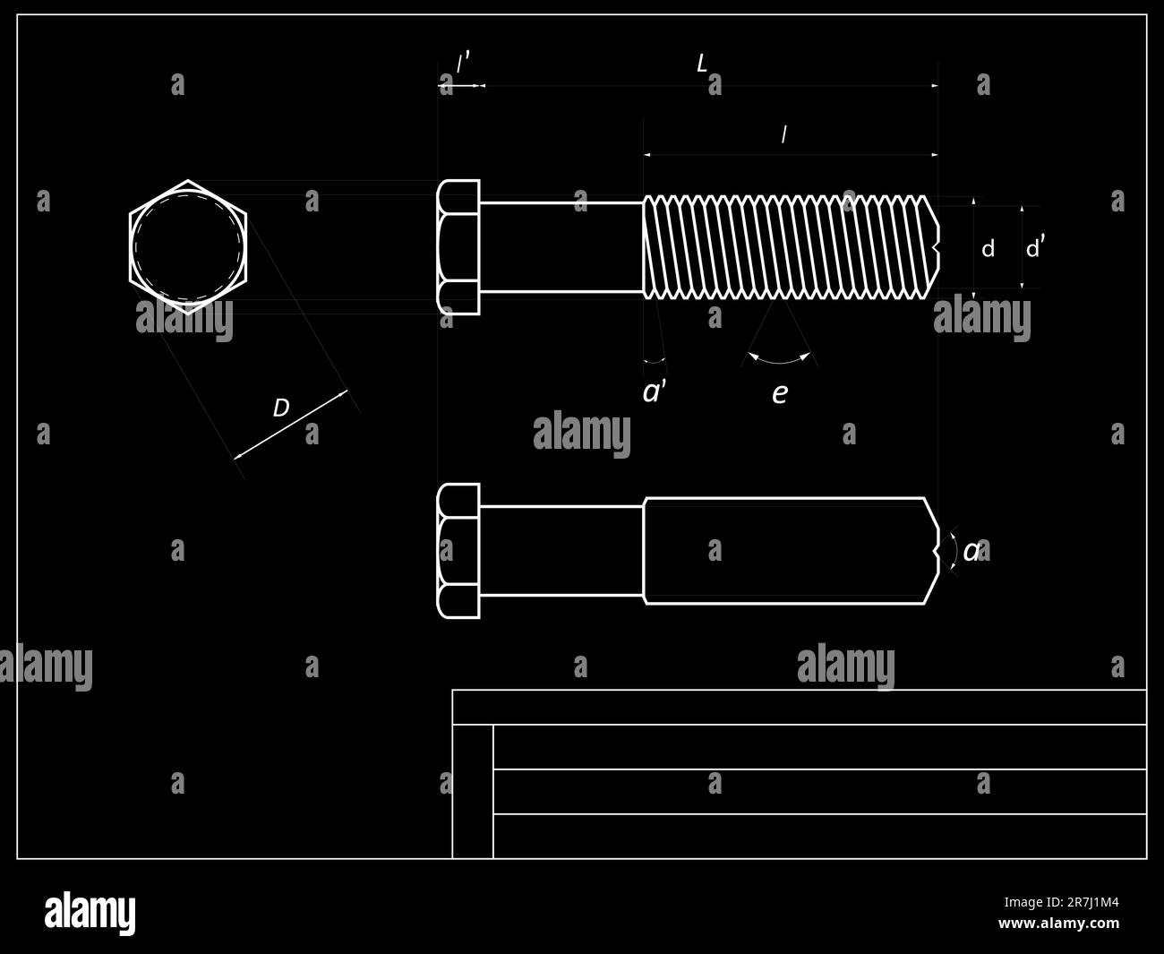 screw drawing, with measurements; abstract art illustration Stock ...
