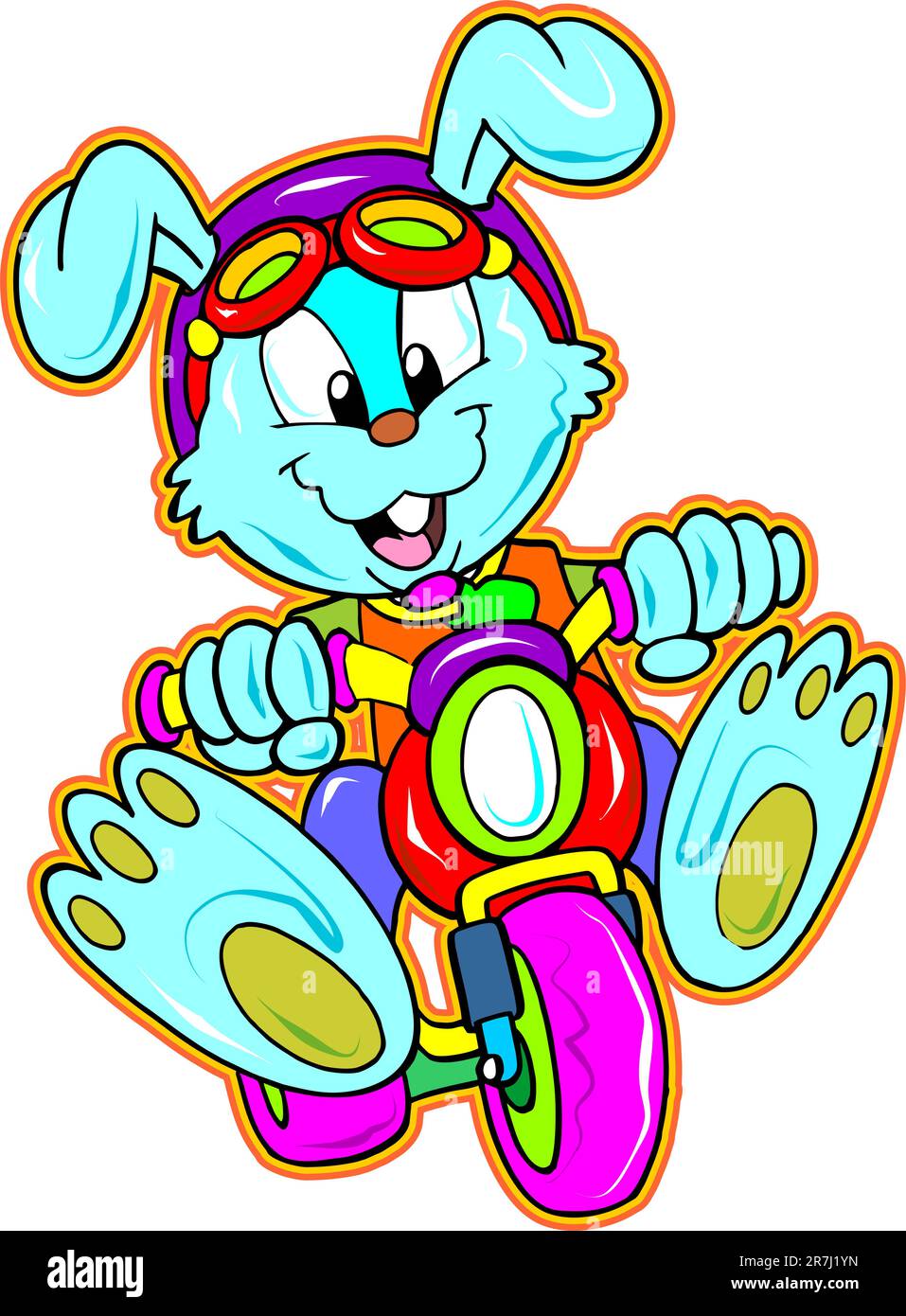 a digitally illustrated cute and colorful rabbit Stock Vector Image ...