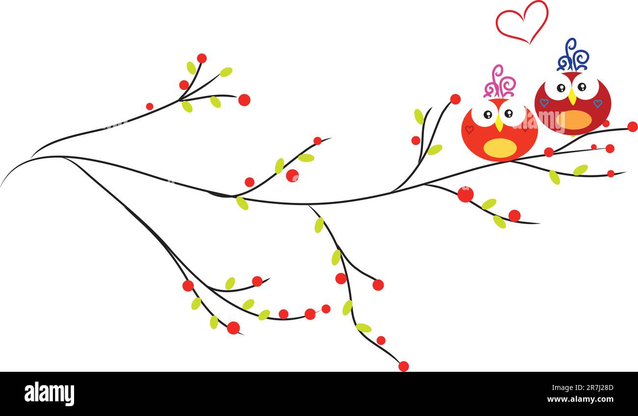 Beautiful bird on the tree Stock Vector Images - Alamy