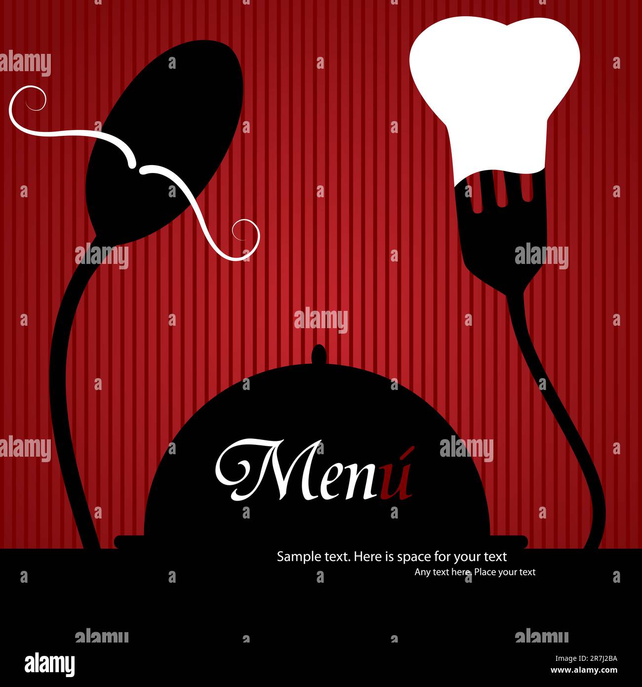 Vector menu pattern with spoon and fork on red background Stock Vector ...