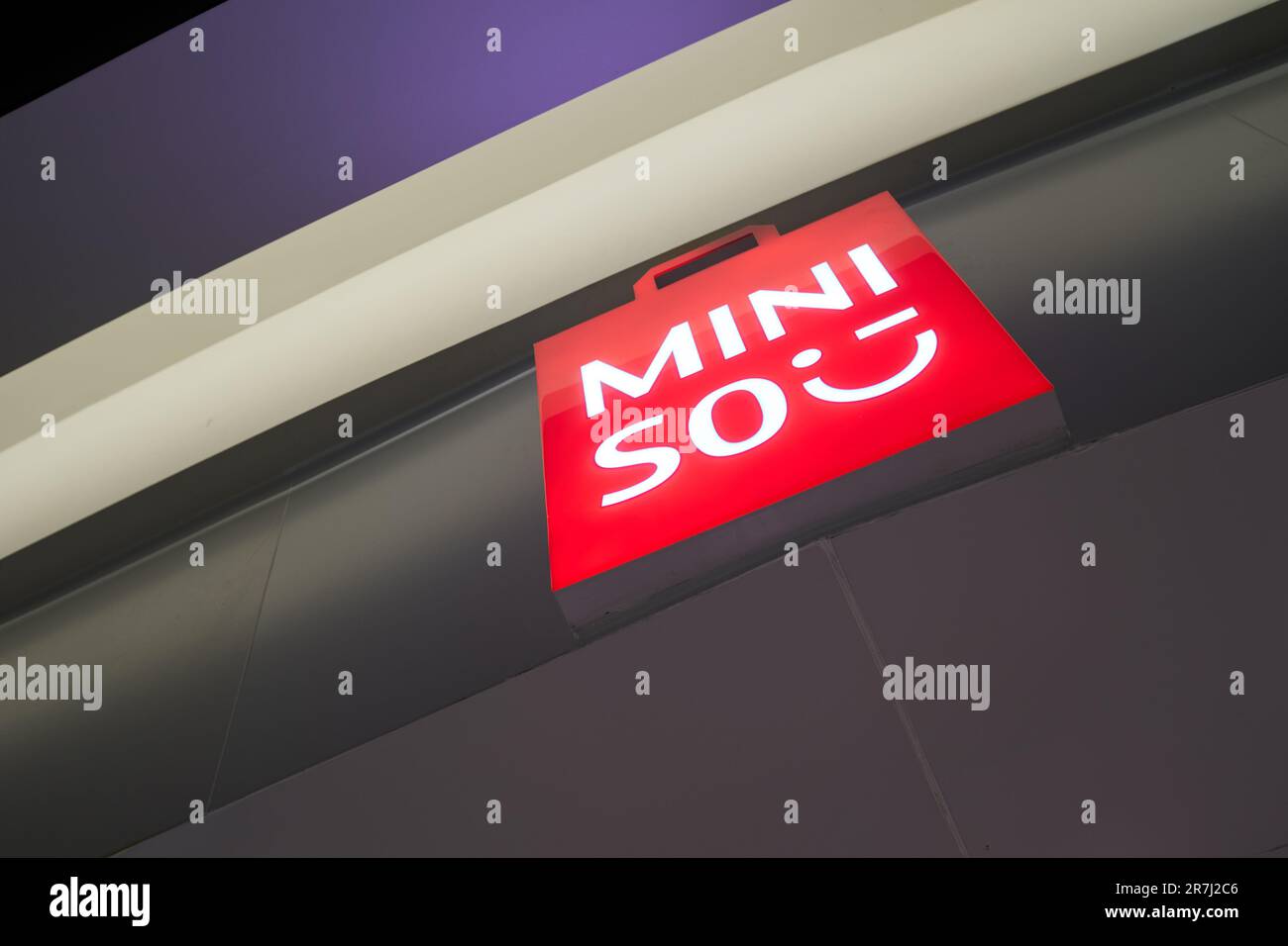 HO CHI MINH CITY, VIETNAM - CIRCA MARCH, 2023: Miniso sign over store ...