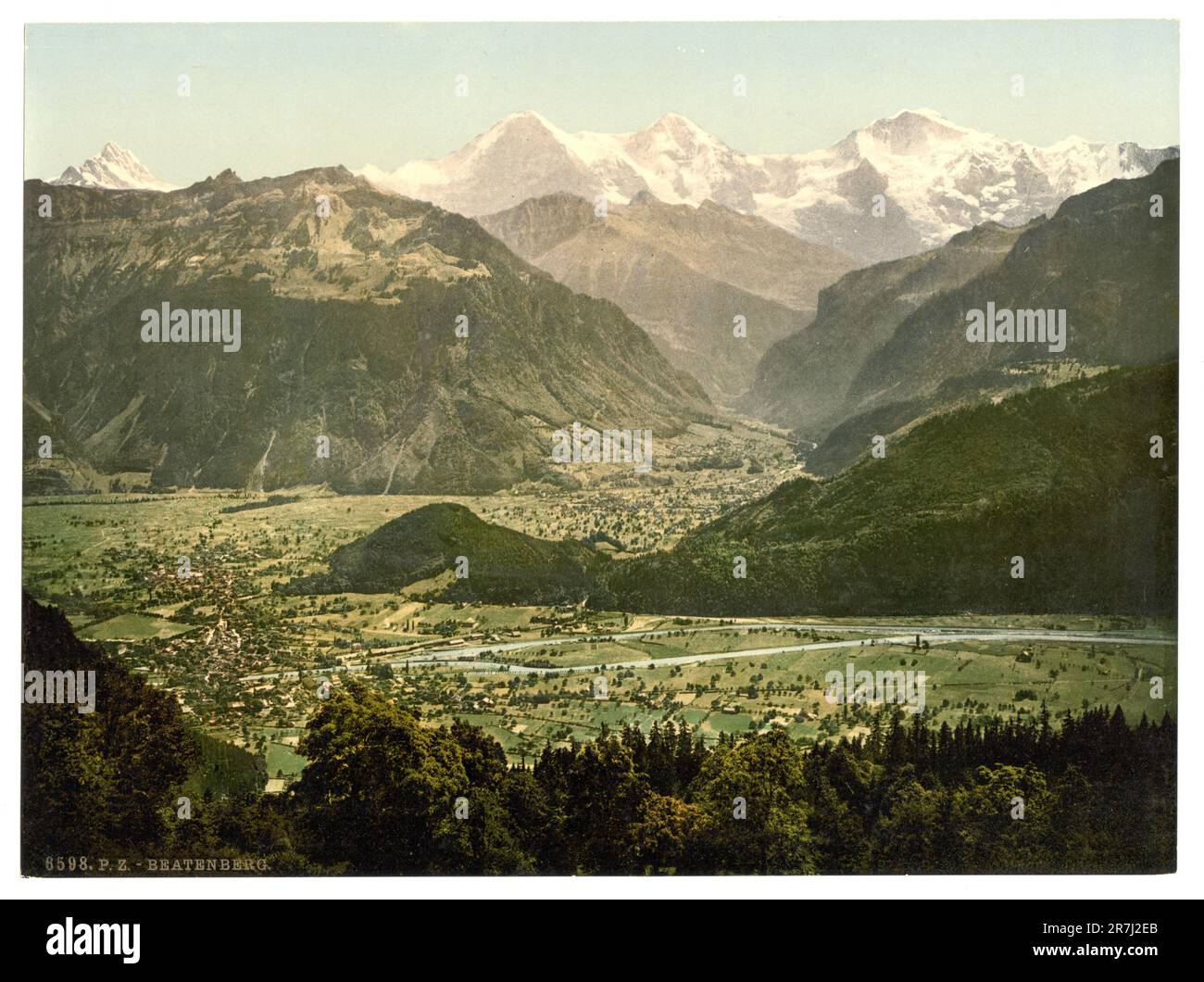 View of Beatenberg from Amisbuhl, Interlaken, Bern, Switzerland 1890 ...