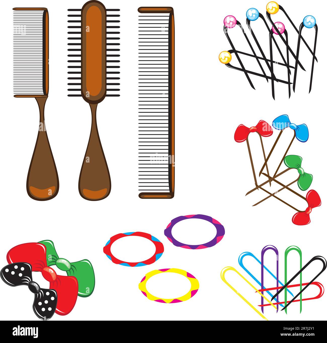 Three types of combs and a variety of beautiful hair accessories ...