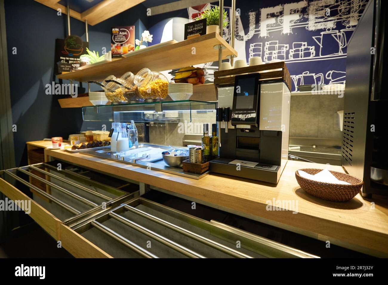 MADRID, SPAIN - CIRCA JANUARY, 2020: breakfast buffet at ibis budget ...