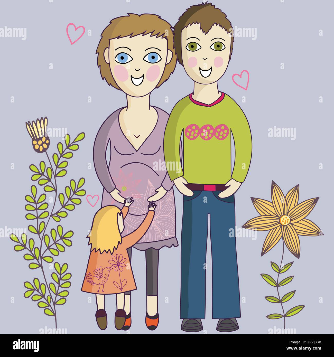 Family with Pregnant Mom - Vector Stock Vector Image & Art - Alamy