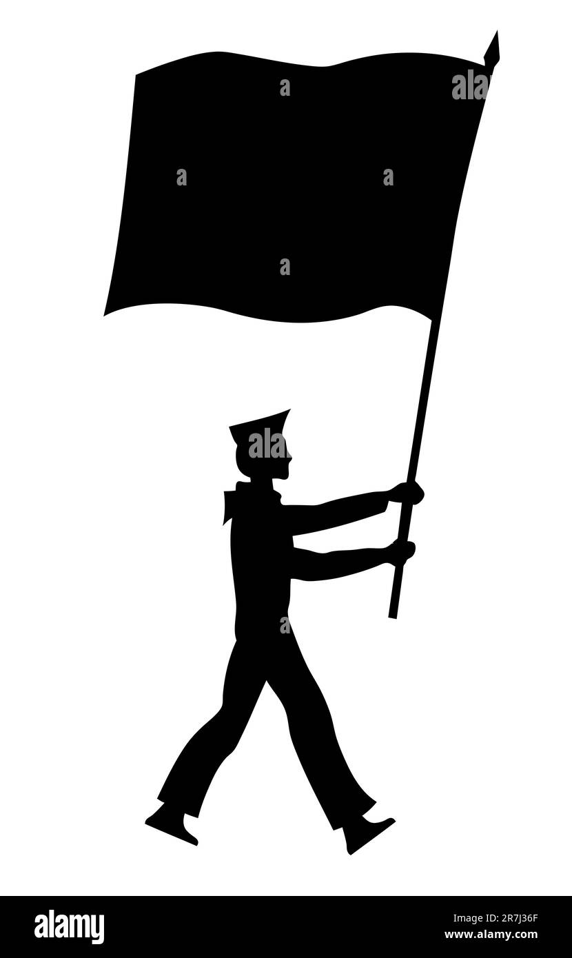 vector silhouette of the sailor with flag on white background Stock ...