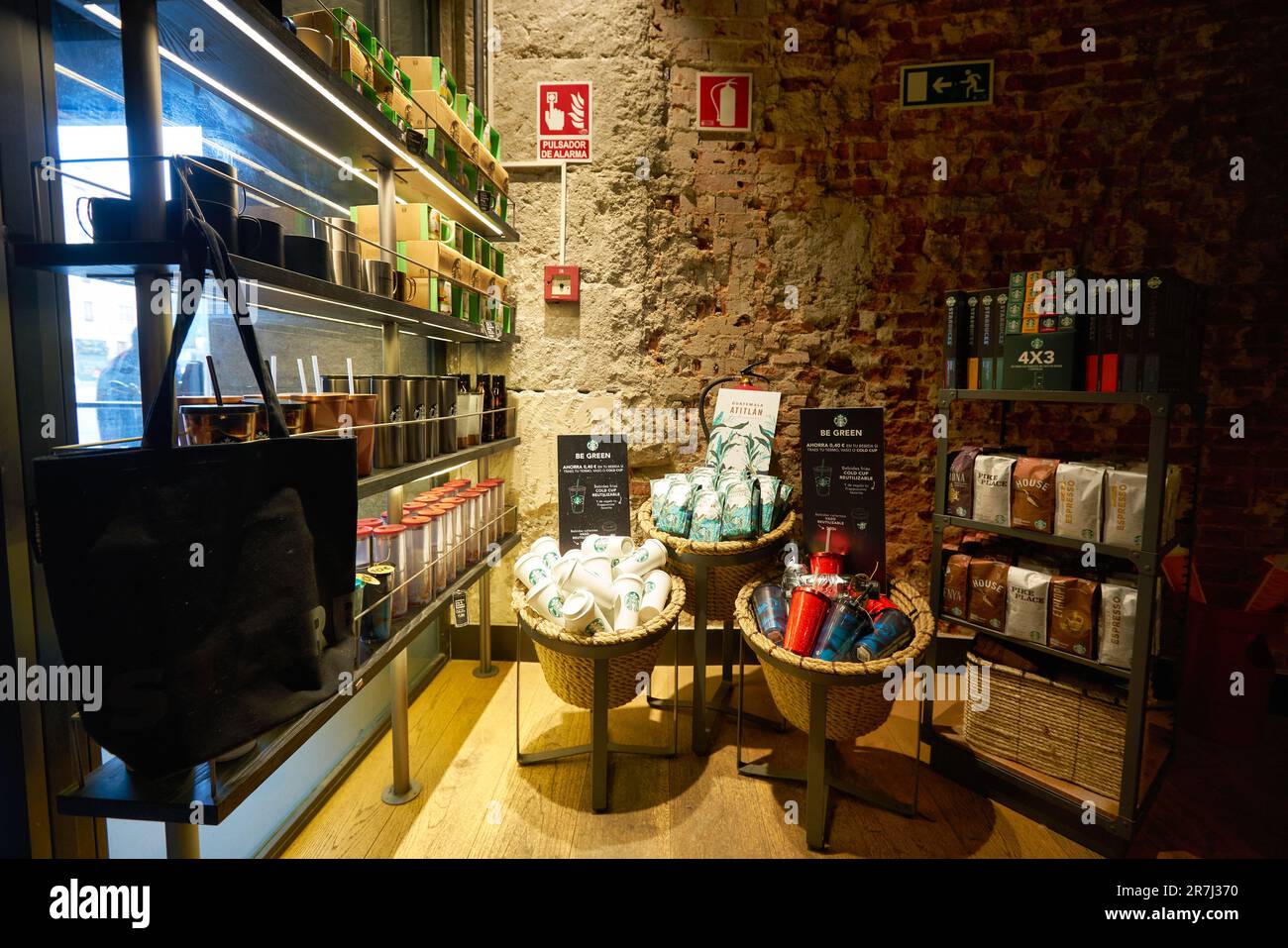 MADRID, SPAIN - CIRCA JANUARY, 2020: interior shot of Starbucks Coffee ...