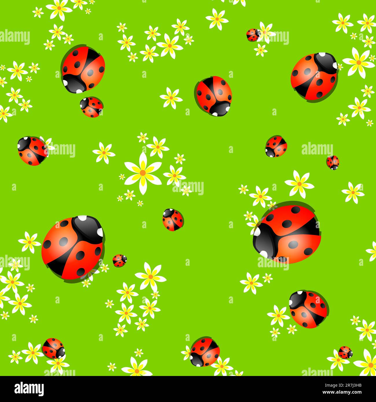 Vector spring background with small flowers and ladybugs Stock Vector ...