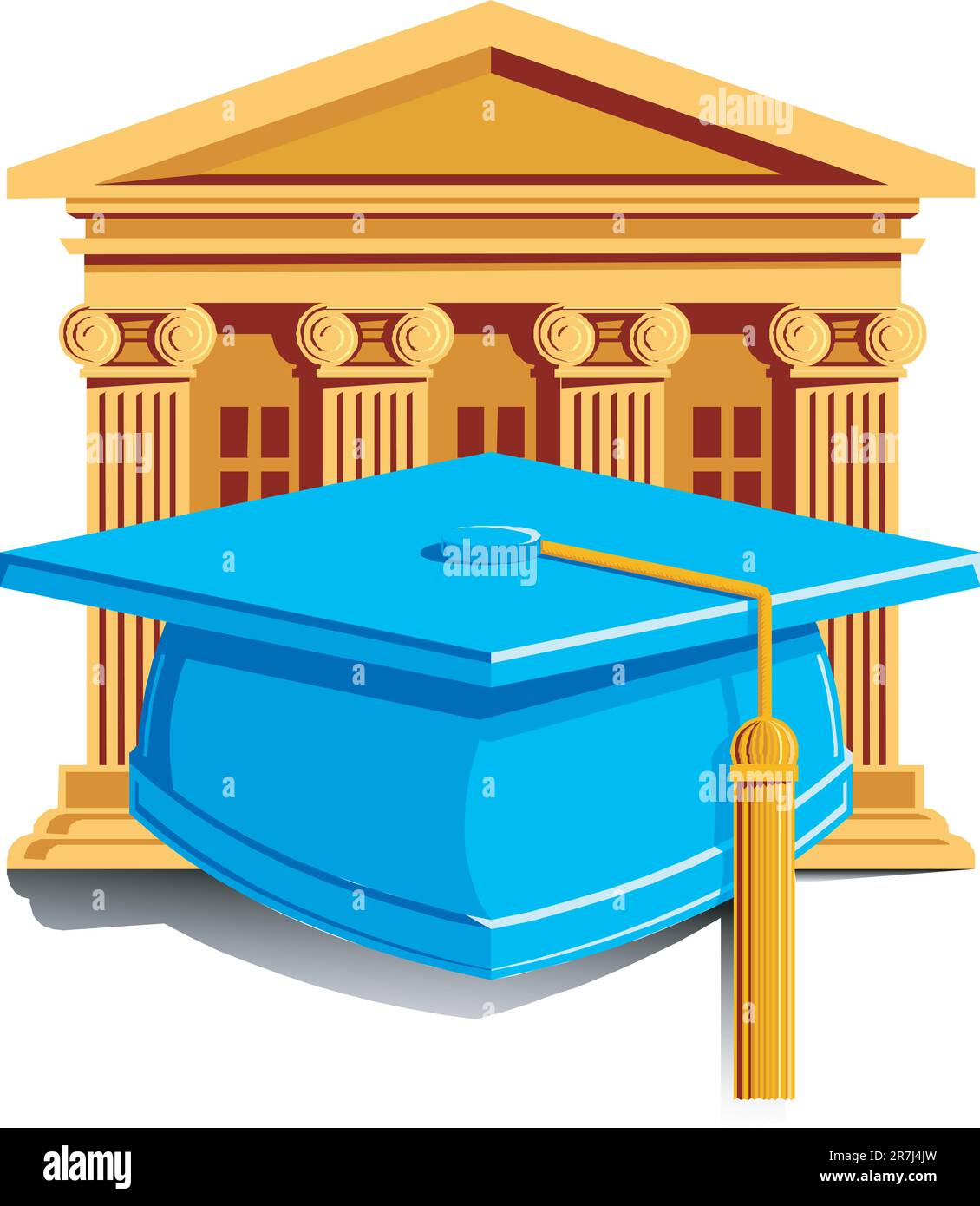 Vector Illustration of a cap with tassel for graduation with school in ...