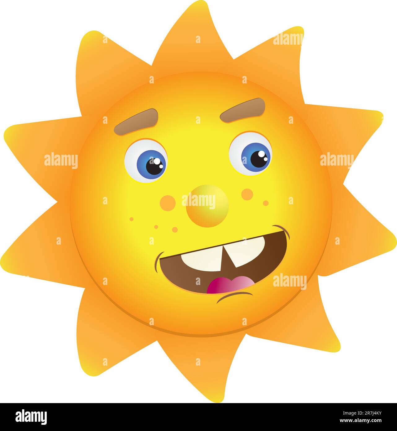 Vector illustration of a happy summer sun on a white background Stock ...