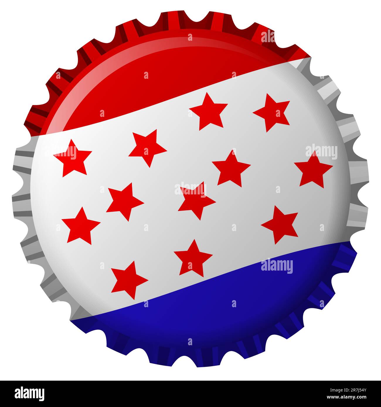 stylized bottle cap with united states flag isolated on white ...