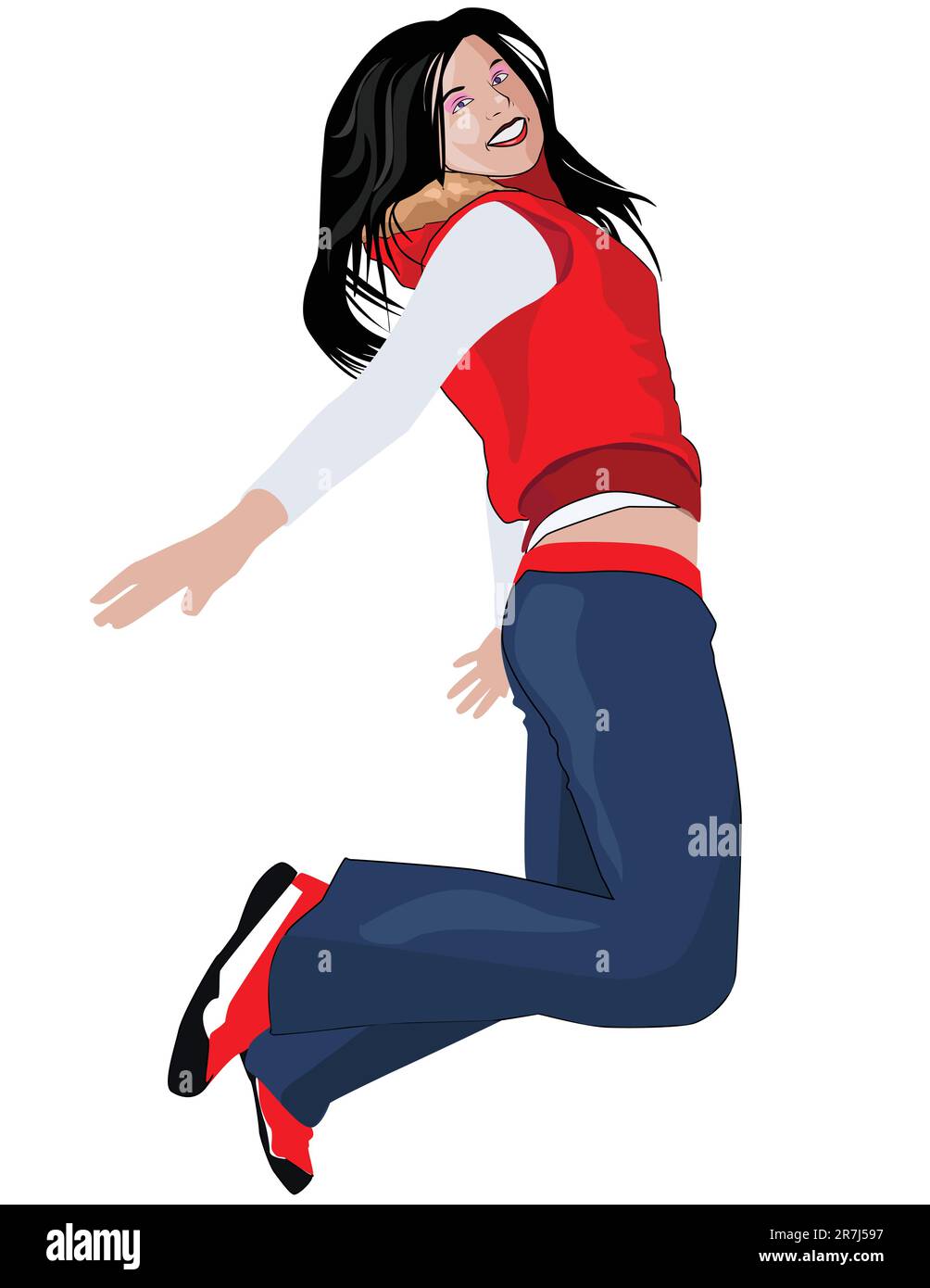 jumping girl vector illustration Stock Vector Image & Art - Alamy