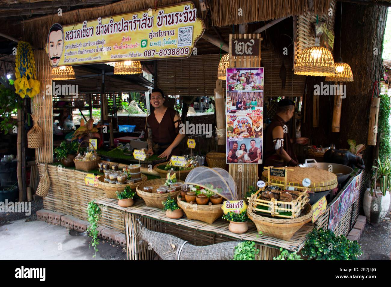 Hawker stall traditional thai people sale local products food in street ...