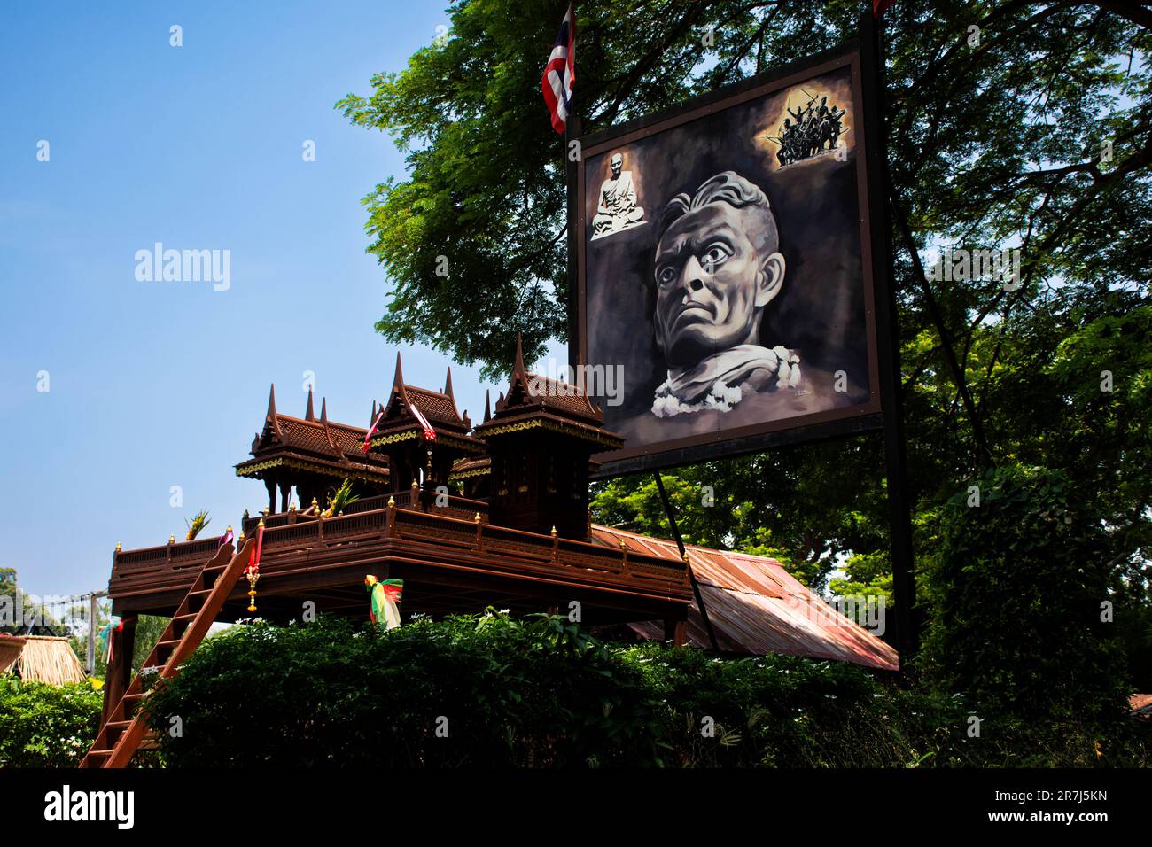 Ancient antique building shrine for thai people visit respect praying ...