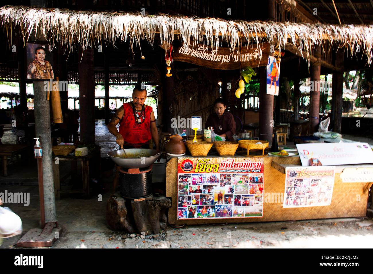 Hawker stall traditional thai people sale local products food in street ...