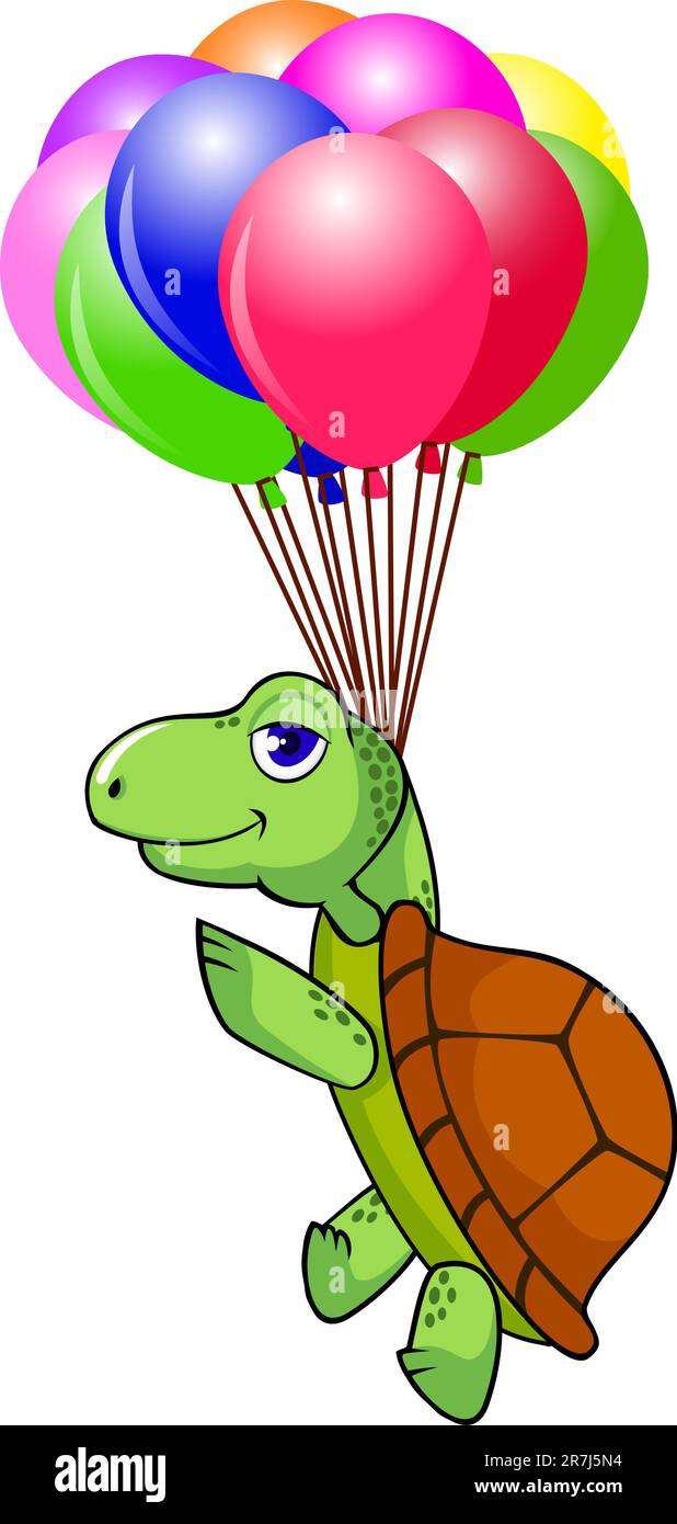 Turtle fly with balloon Stock Vector Image & Art - Alamy