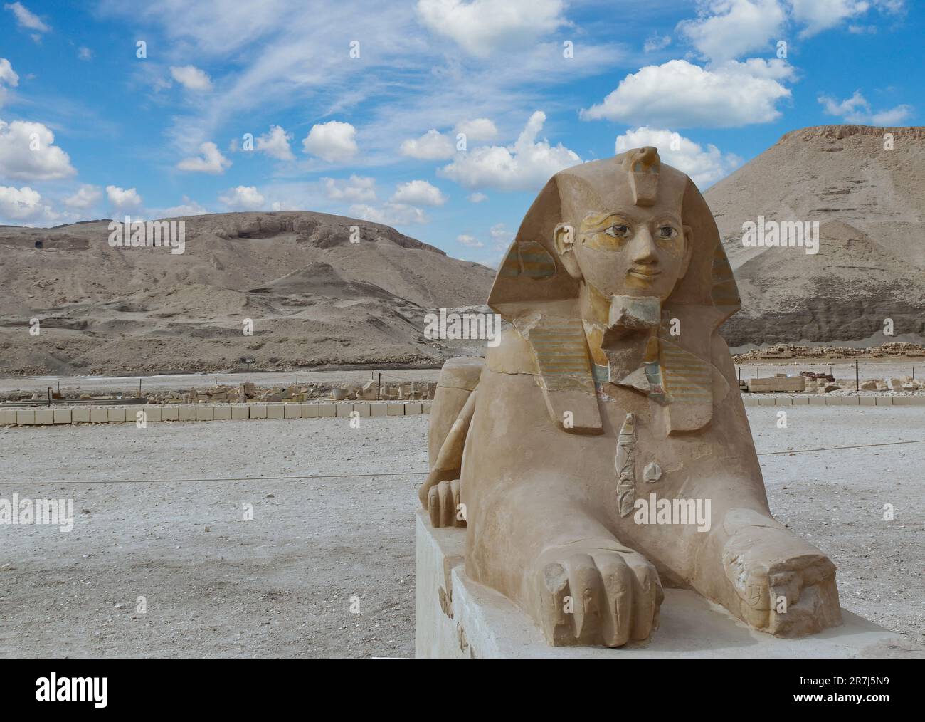 Statue of a little sphinx at the Temple of Hatshepsut. Luxor. Egypt ...