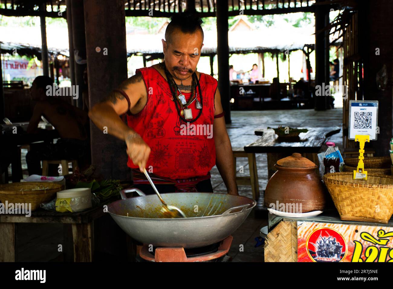 Hawker stall traditional thai people sale local products food in street ...